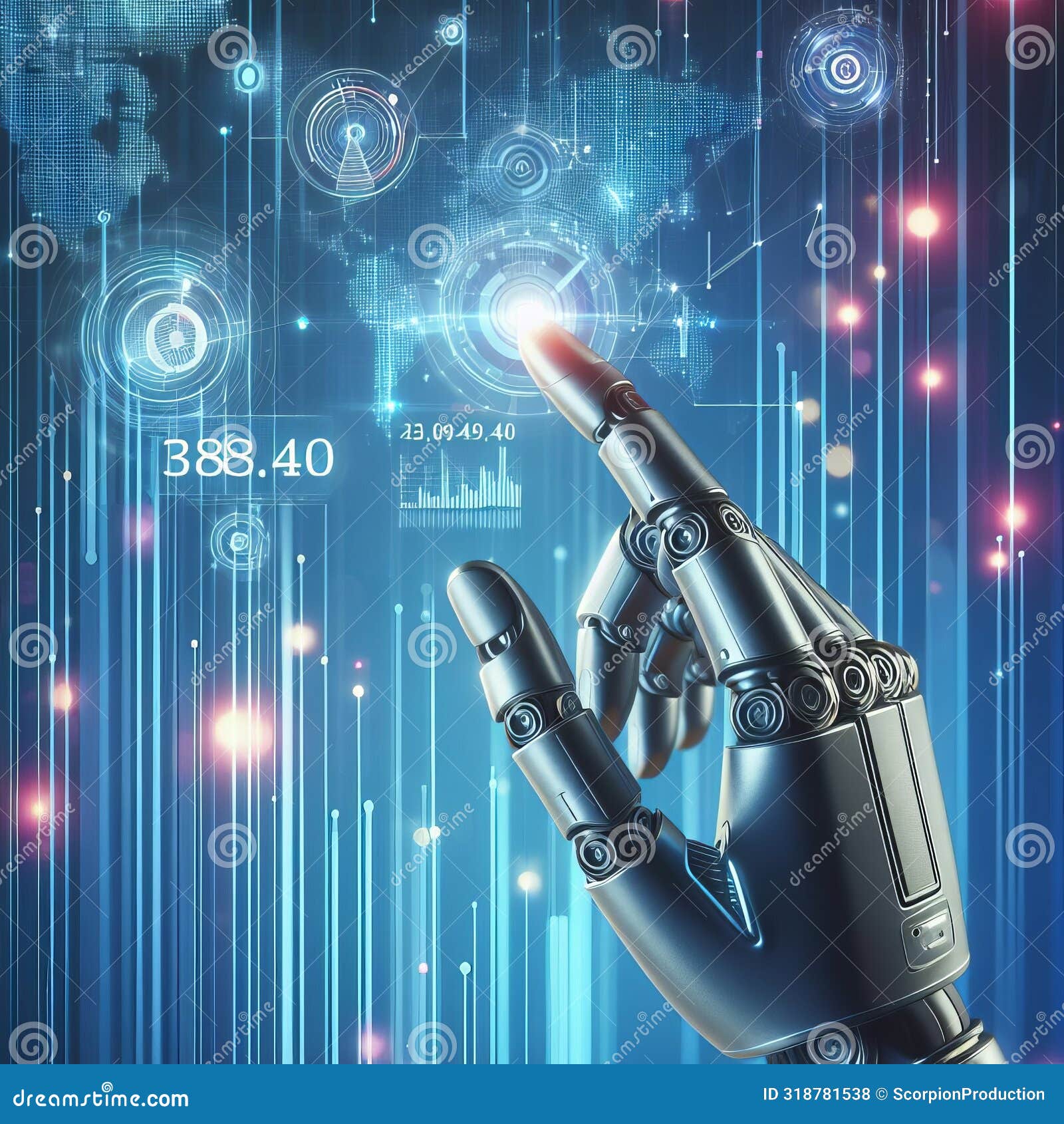 Robotic Hand Touching Digital Interface Stock Photo - Image of robot ...