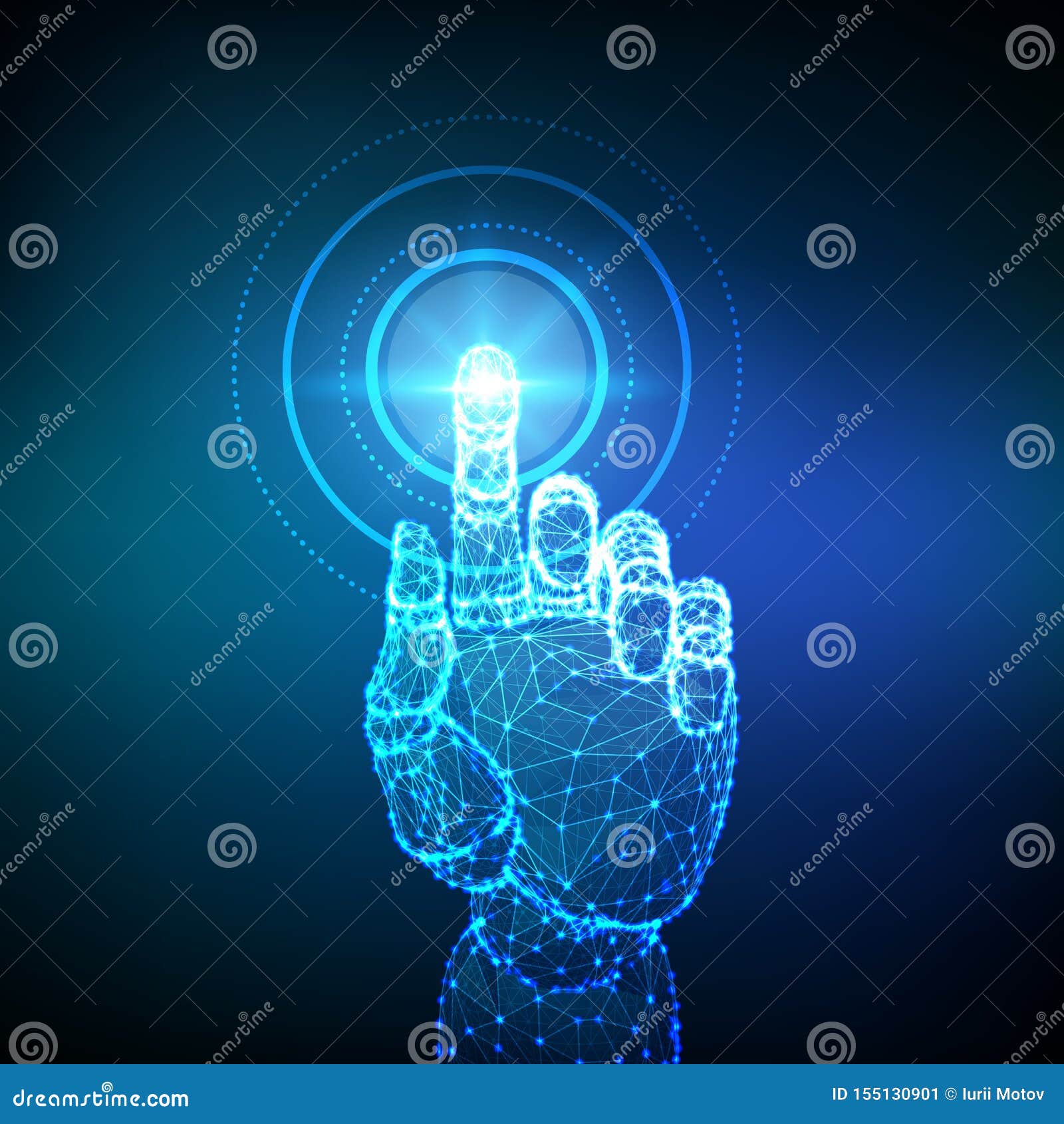 Robotic Hand Touching Digital Interface. Virtual Reality. Touch the ...