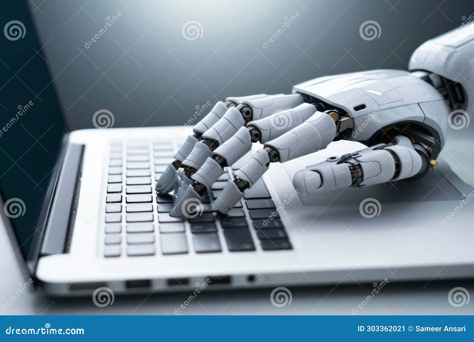 Robotic Hand Typing on a Laptop Stock Illustration - Illustration of ... Robotic Hand Typing on a Laptop Stock Illustration - Illustration of ...