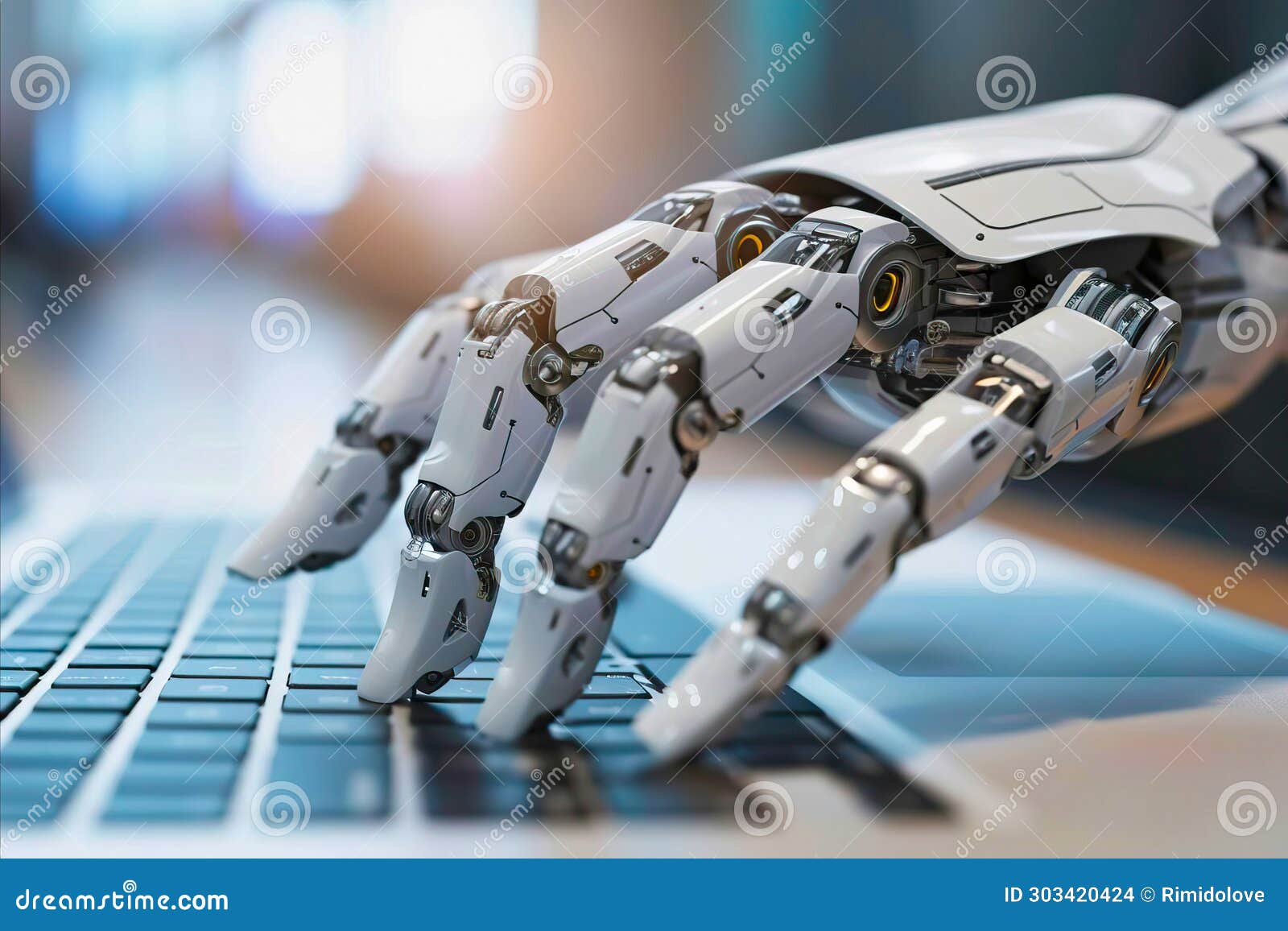 A Robotic Hand Typing on a Laptop Keyboard Stock Illustration ... A Robotic Hand Typing on a Laptop Keyboard Stock Illustration ...