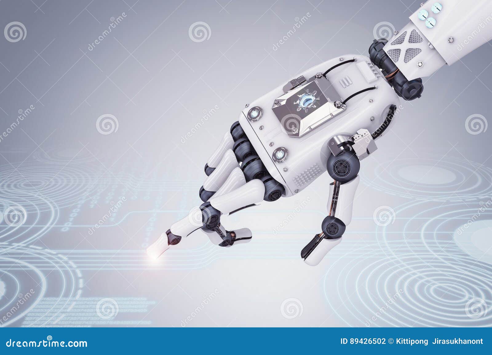 Robotic Hand with Virtual Graphic Stock Illustration - Illustration of ...