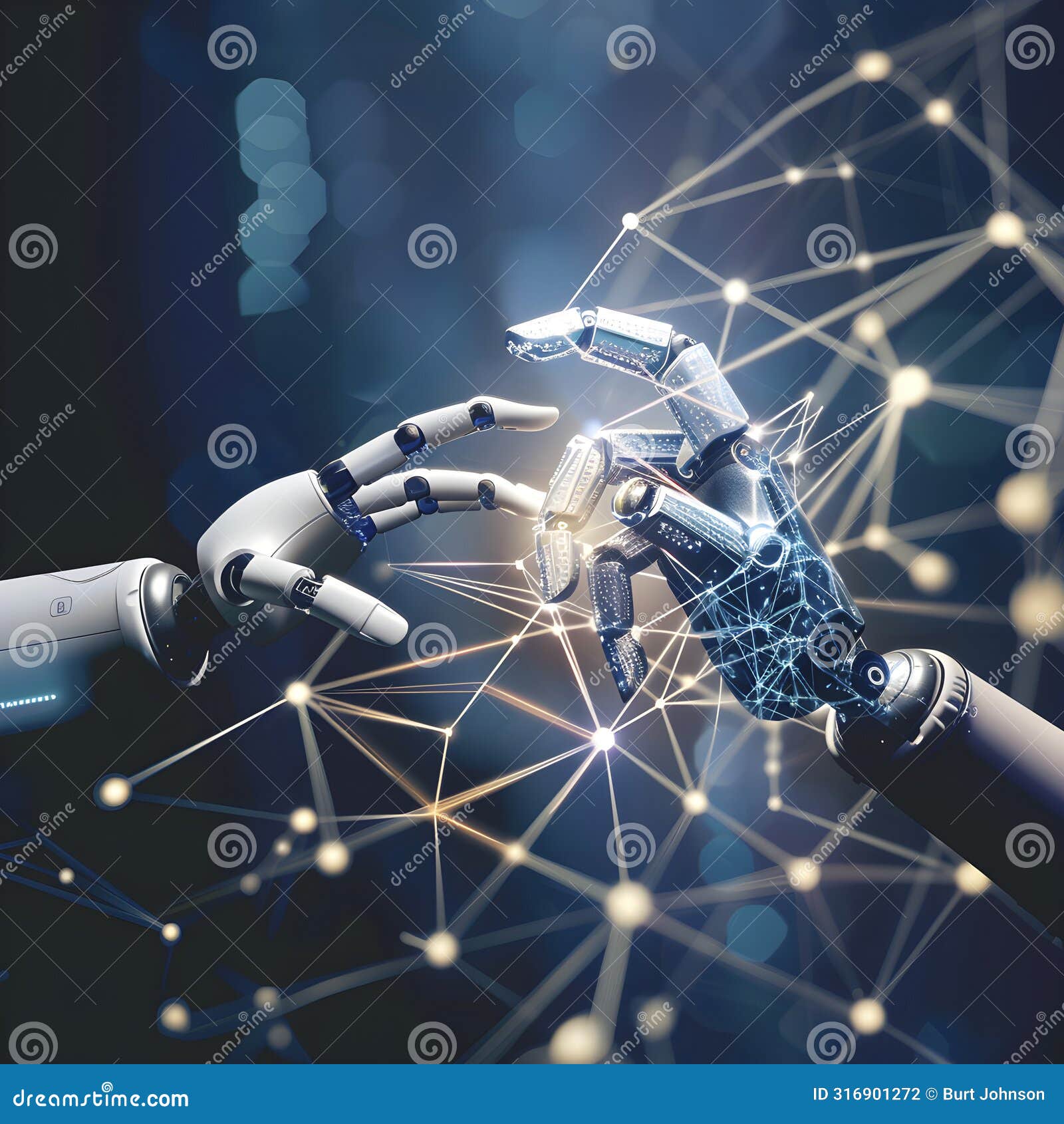 Robotic Hands with Digital Network Connectivity Stock Photo - Image of ...