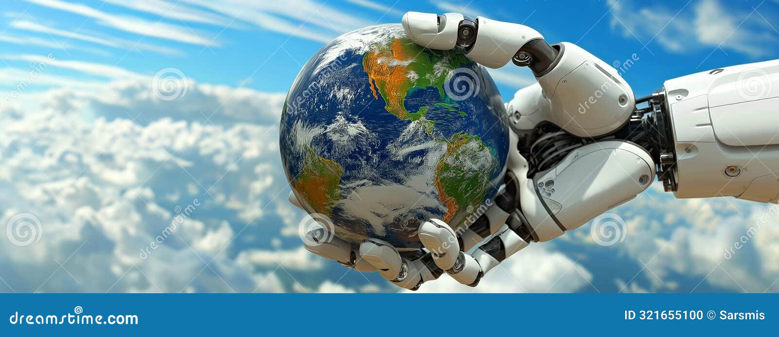 Robotic Hands Grasping Earth: AI and Robotics Concept for Global ...