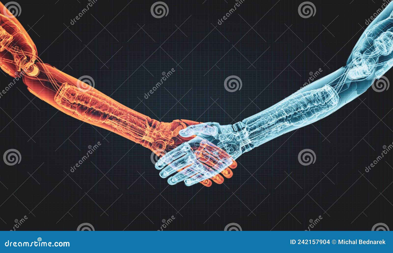 Robotic Hands Handshake in Blueprint Technical Design Stock ...