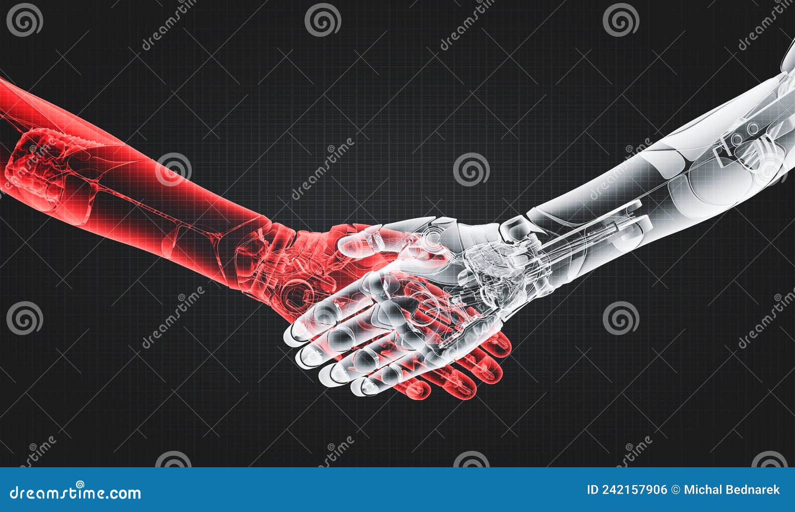 Robotic Hands Handshake in Blueprint Technical Design Stock ...