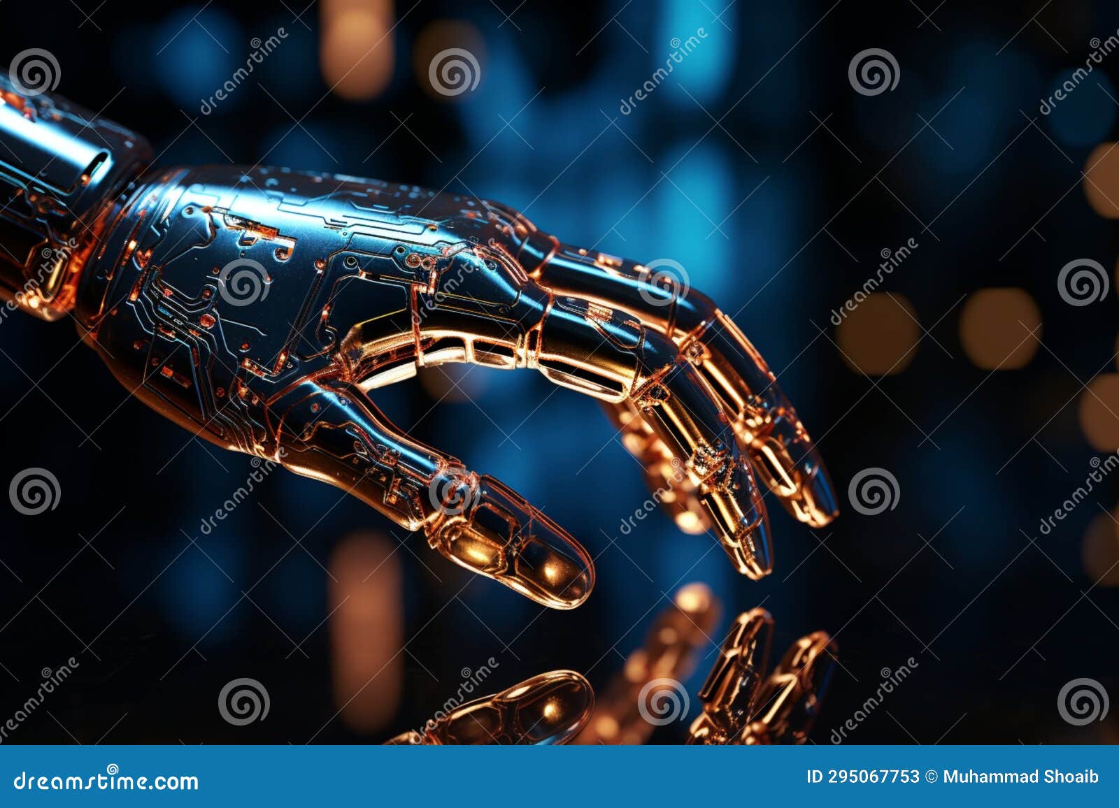 Robotic Hands Interact With A Coding Monitor Exemplifying Advanced Automation Technology Stock