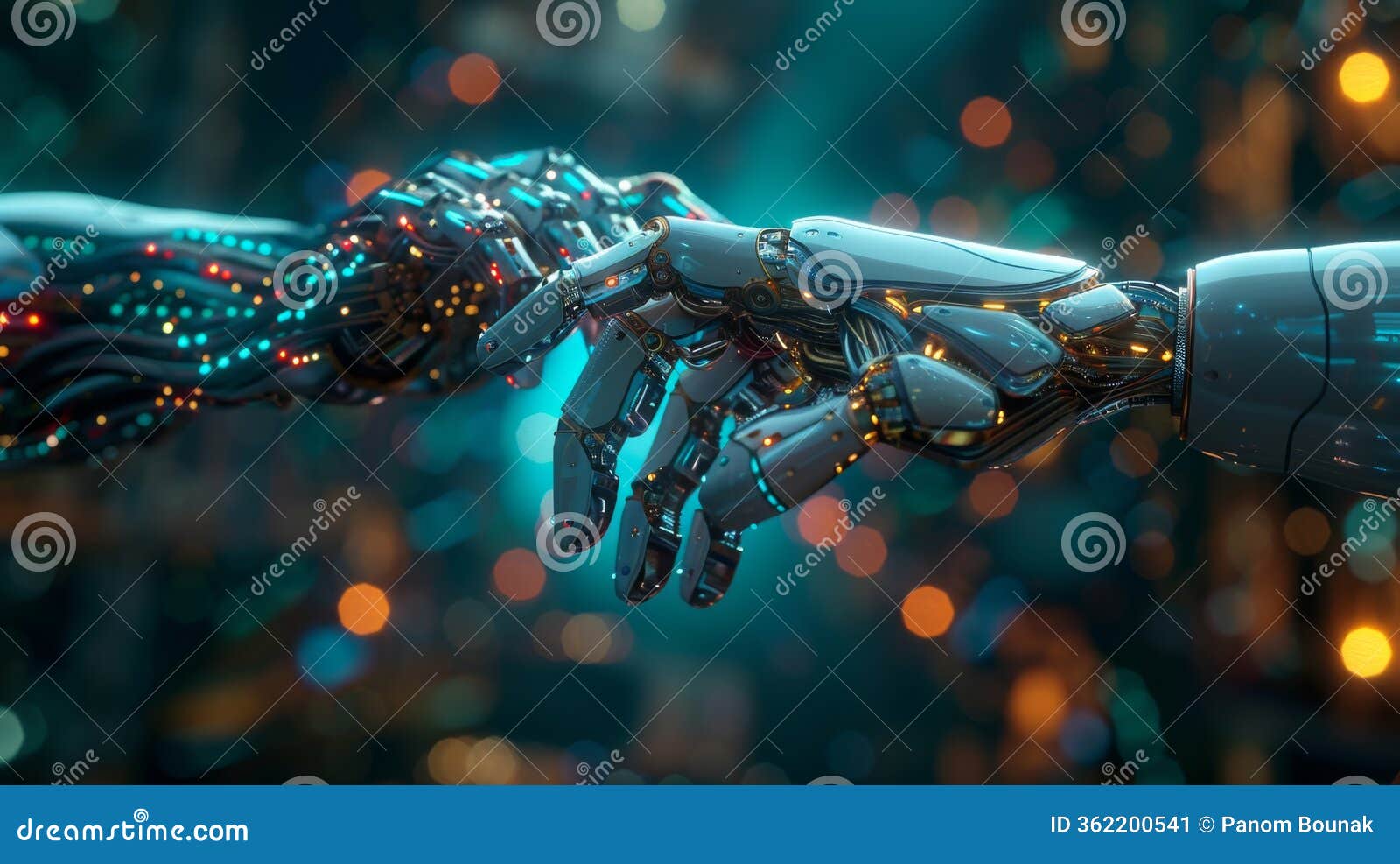Robotic Hands Handshake In Blueprint Technical Design Royalty-Free ...