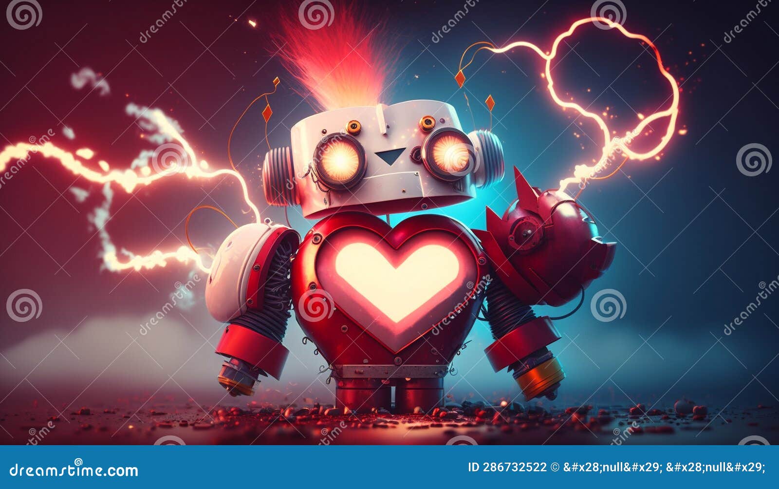 A Robotic Heart with a Creative Explosion. Generative AI Stock ...
