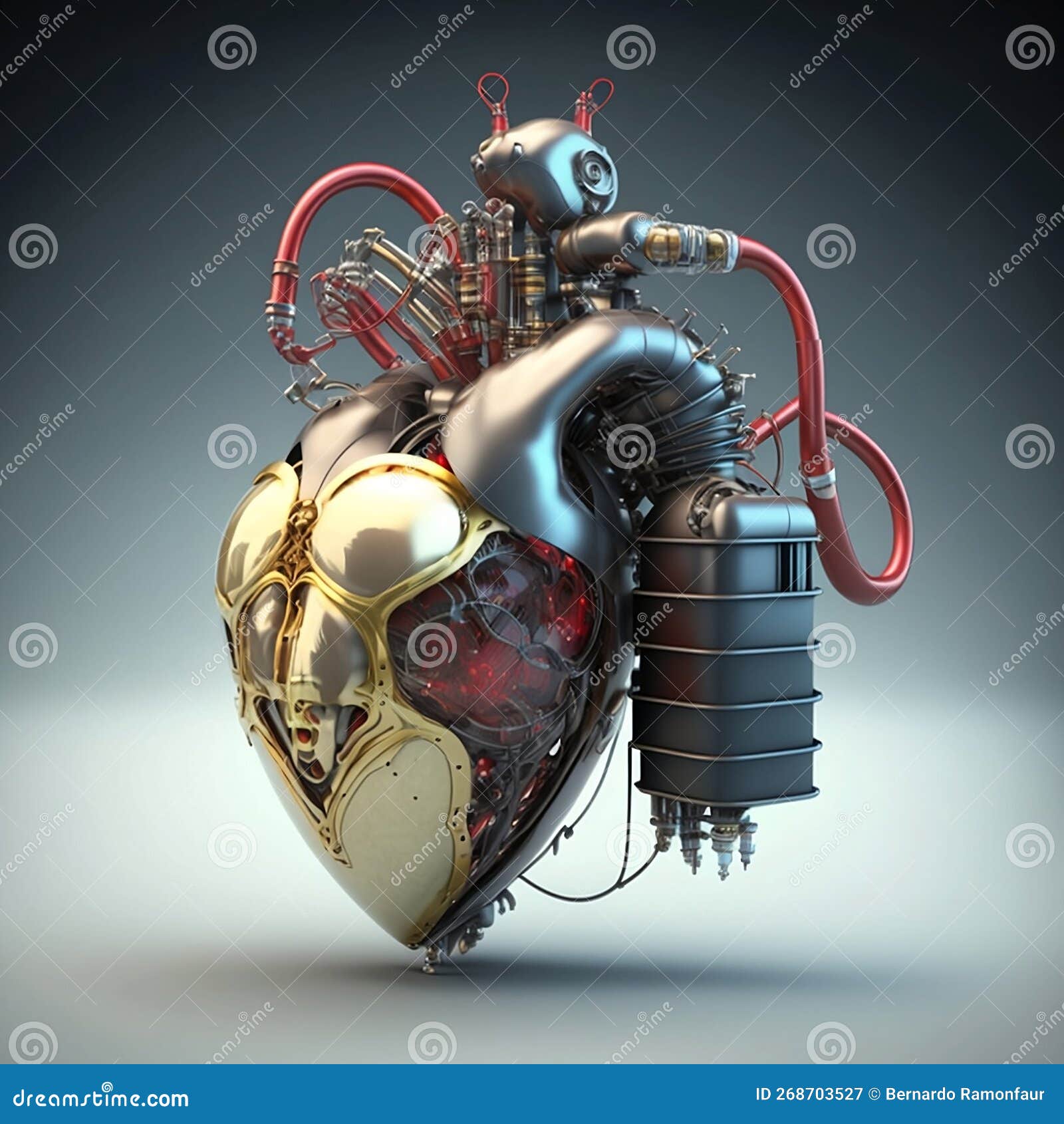 Robotic Heart Digital Design Stock Illustration - Illustration of gear ...