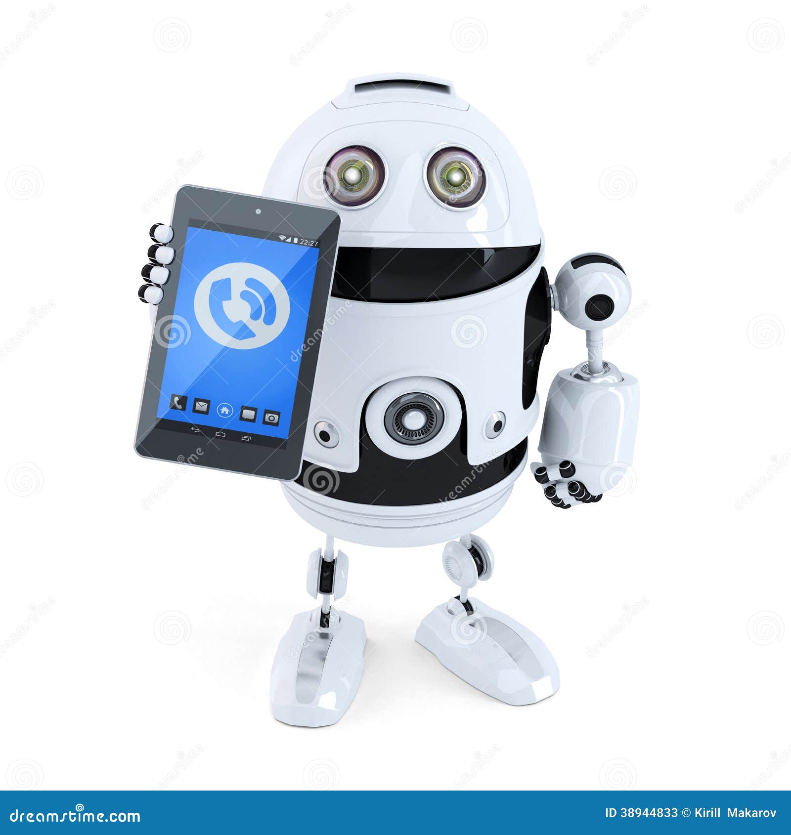 Robotic Holding Ringing Mobile Phone or Tablet Stock Illustration ...