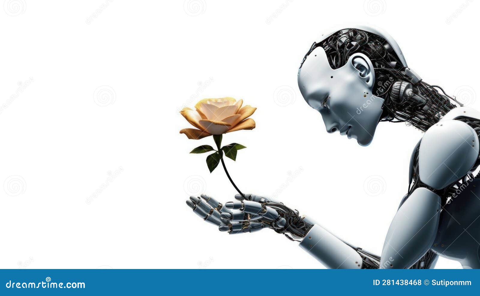 Robotic Arm Holding Tablet With Virtual Assistant In Modern Office At ...