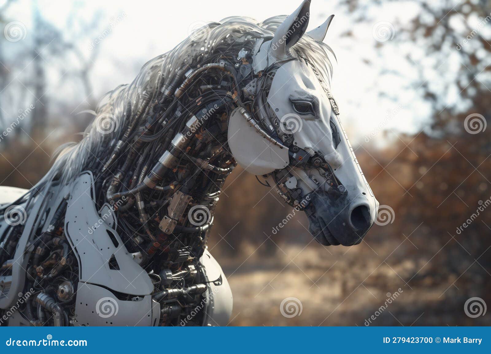 Robotic Horse And Craftsman In Stained Glass Window Stock Photo ...
