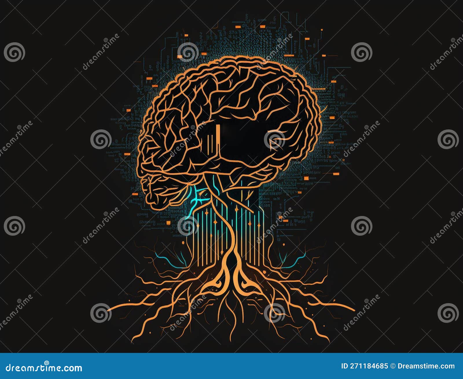 Robotic Human Brain with Detailed Circuits. Concept Art of Artificial ...