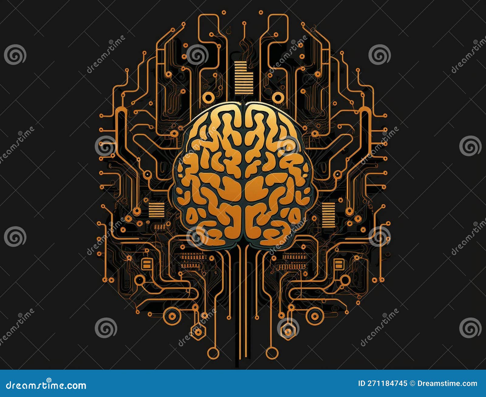 Robotic Human Brain with Detailed Circuits. Concept Art of Artificial ...
