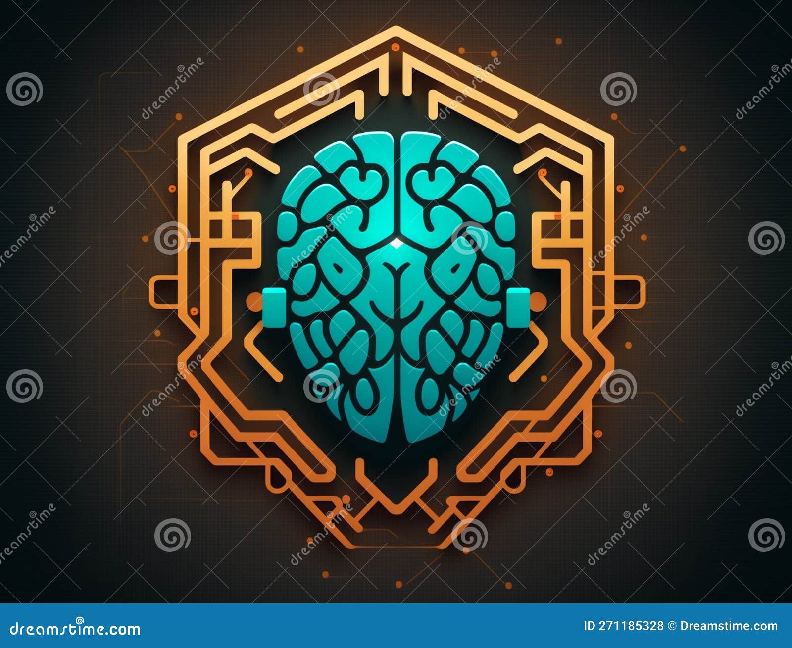 Robotic Human Brain with Detailed Circuits. Concept Art of Artificial ...