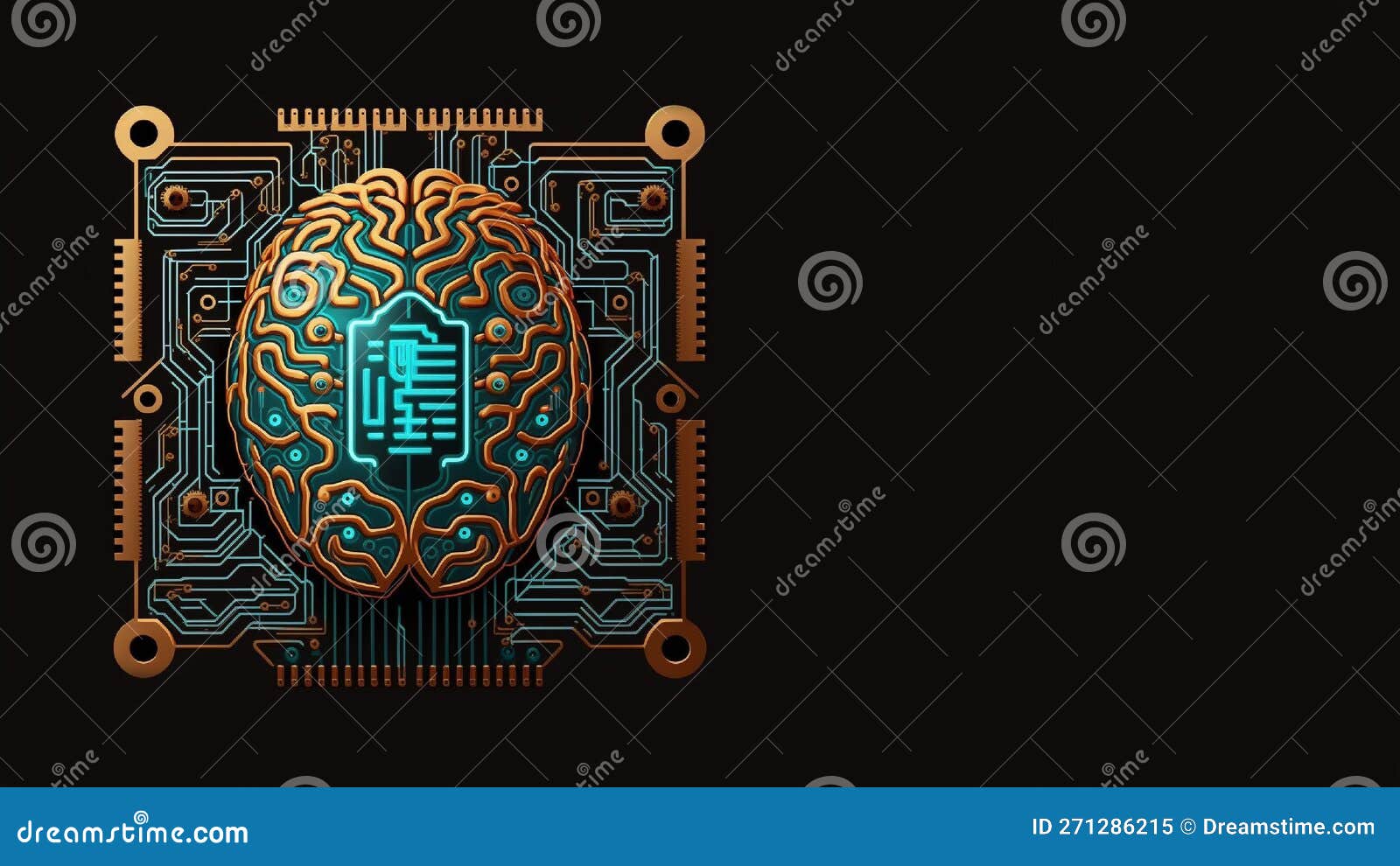 Robotic Human Brain with Detailed Circuits. Concept Art of Artificial ...