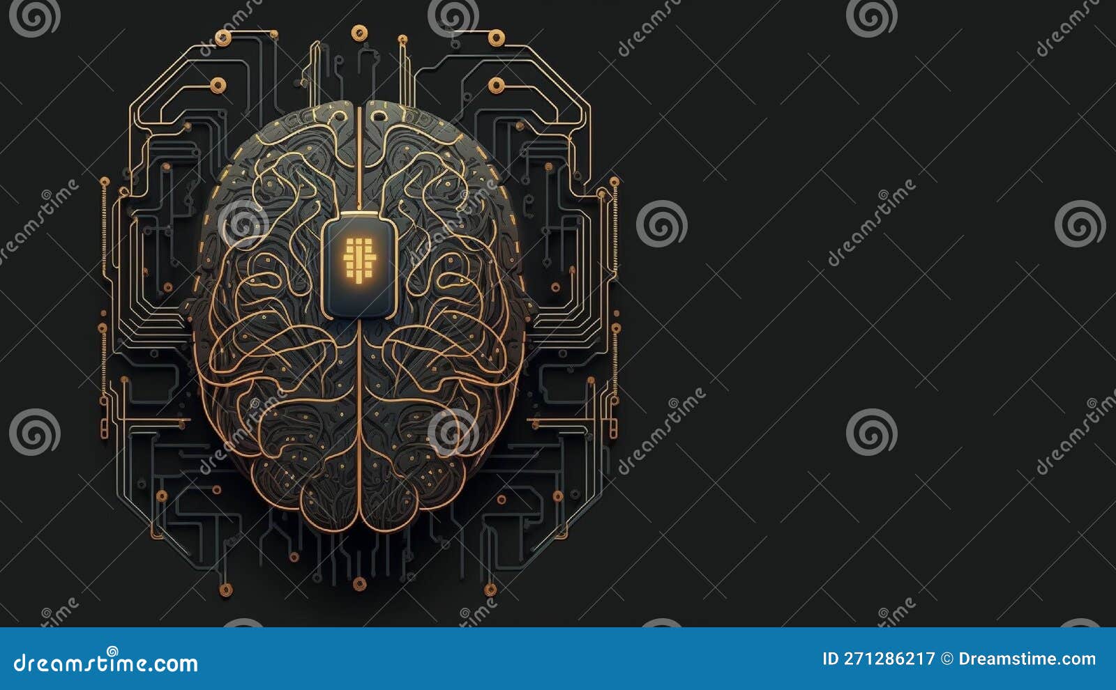 Robotic Human Brain with Detailed Circuits. Concept Art of Artificial ...