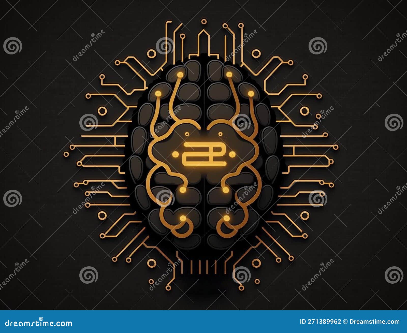 Robotic Human Brain with Detailed Circuits. Concept Art of Artificial ...