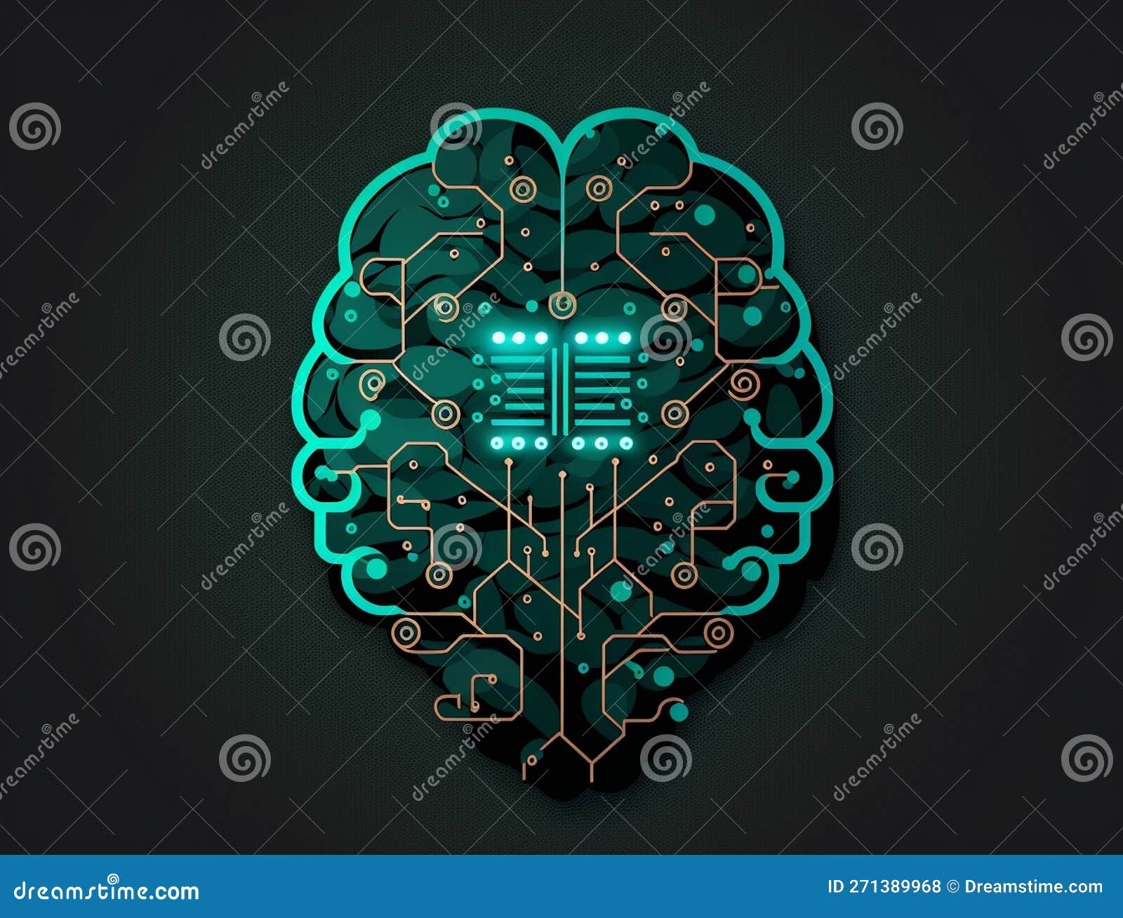 Robotic Human Brain with Detailed Circuits. Concept Art of Artificial ...