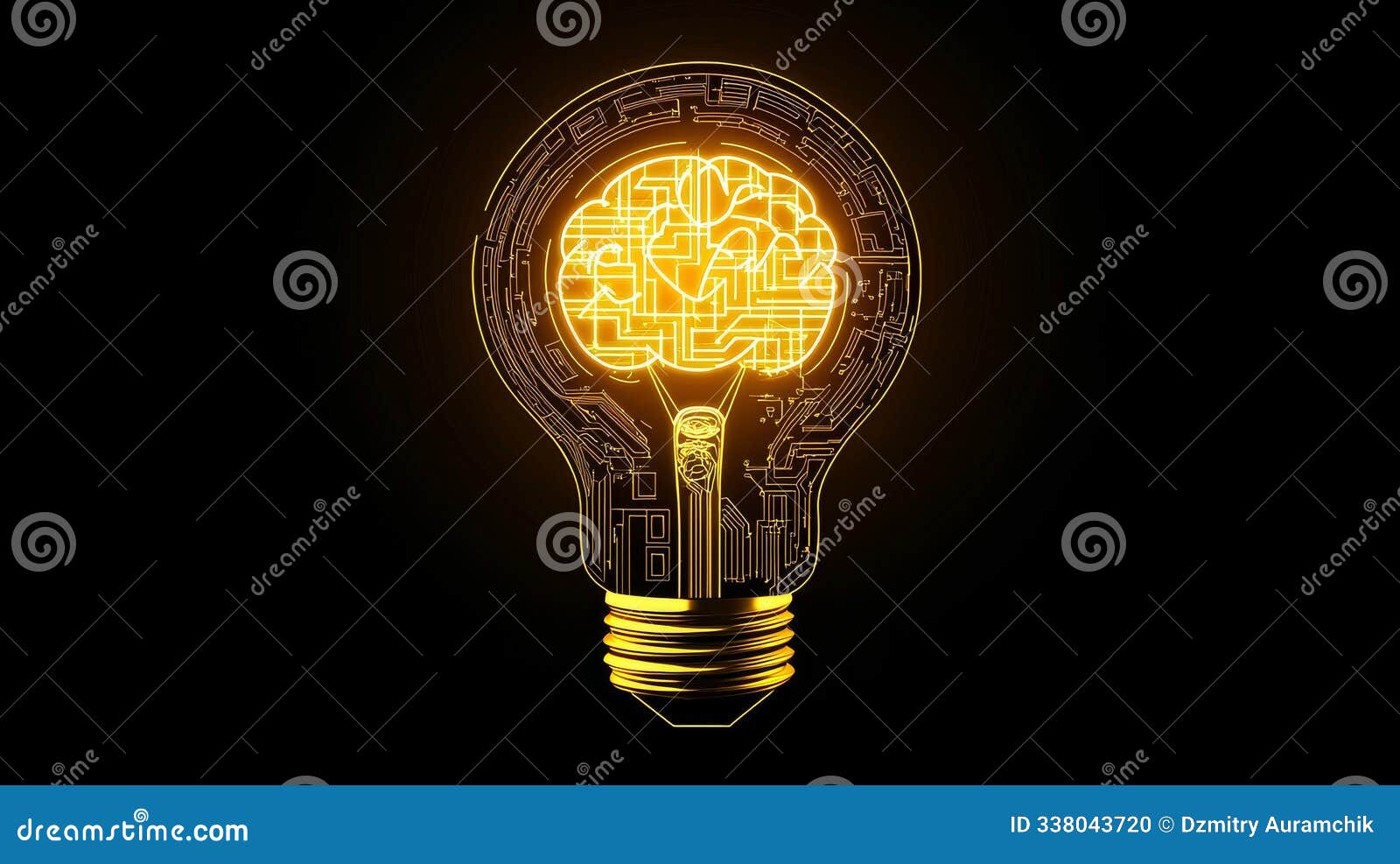 A Robotic Human Brain with Detailed Circuits. Concept Art for Stock ...
