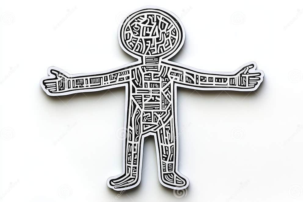 Robotic Human Figure Outlined Abstract Circuit Patterns Symbolizing ...