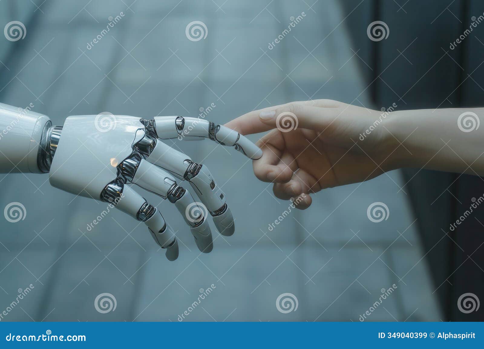 Robotic and Human Hand Touching, Symbolizing Connection and ...