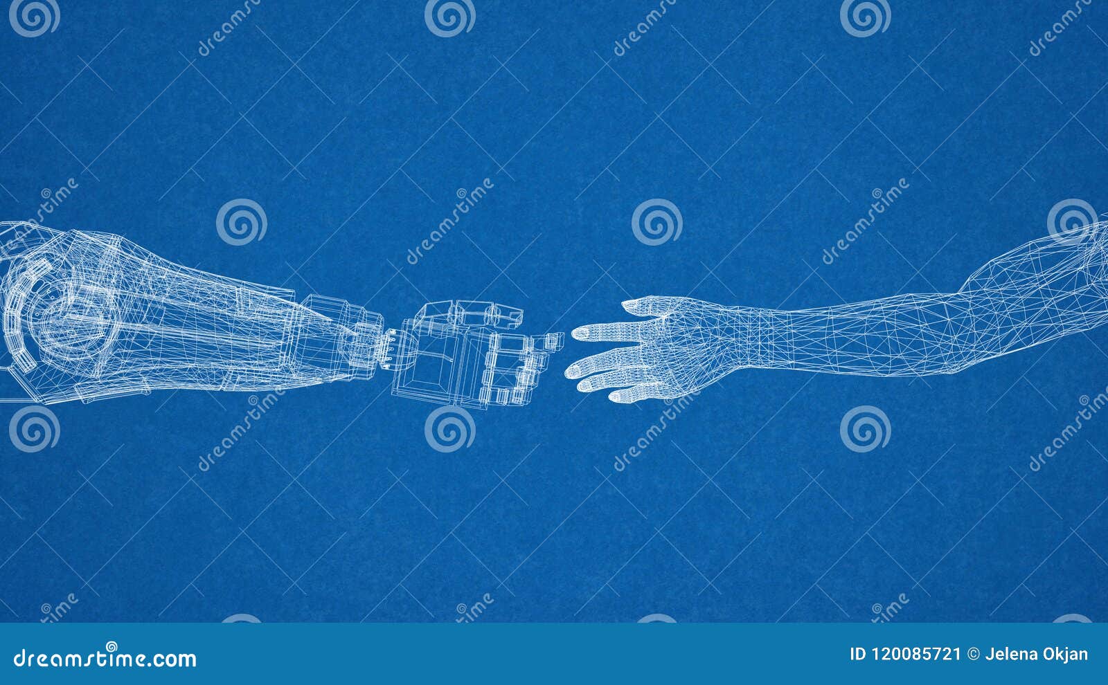 Robotic and Human Hands Design - Architect Blueprint Stock Image ...