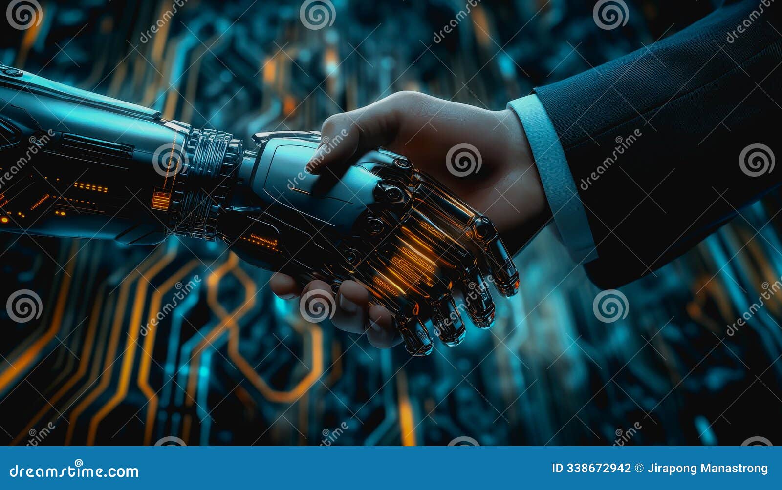 Robotic and Human Handshake Representing AI-human Cooperation in a ...