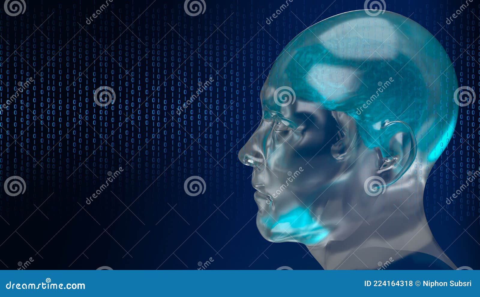 The Robotic Human Head with Graphic Element Face Represent Artificial ...