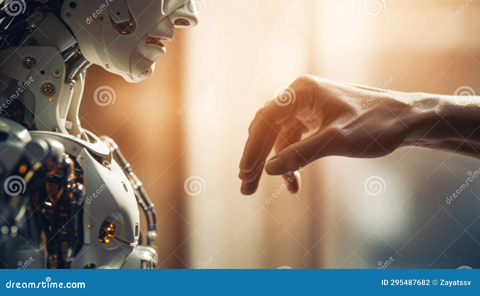 Robotic and Humanoid Hands Closeup, Technology of Artificial ...