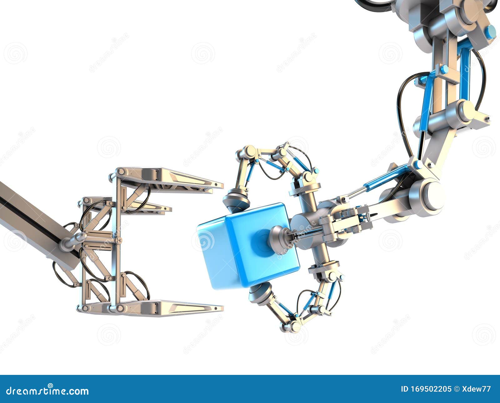 Robotic Hydraulic Arm with Cube Stock Illustration - Illustration of ...