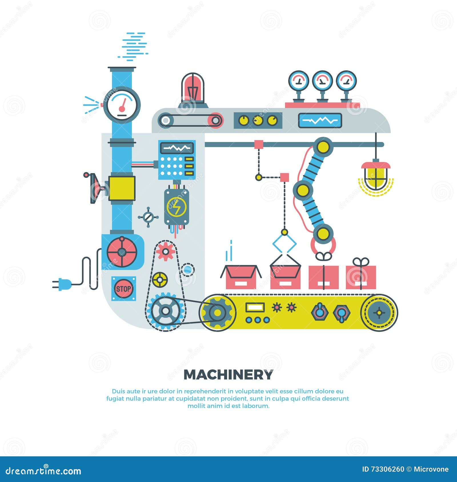 Robotic Industrial Abstract Machine, Machinery in Vector Flat Style ...