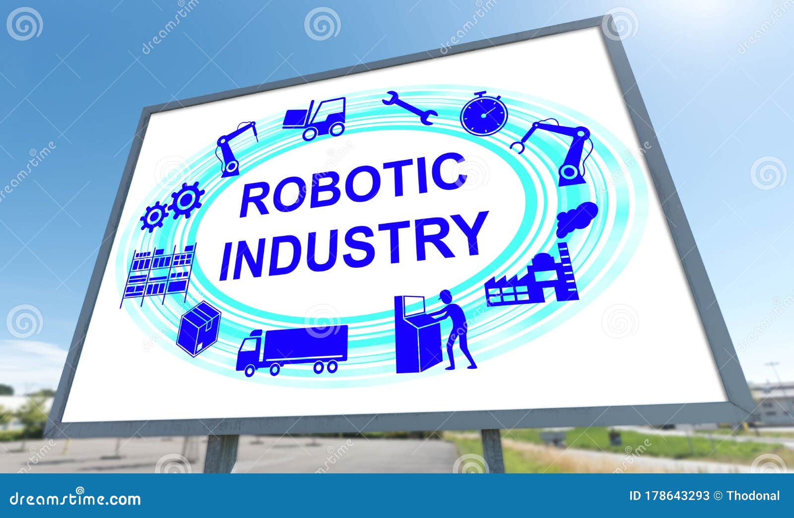 Robotic Industry Concept on a Billboard Stock Image - Image of robot ...