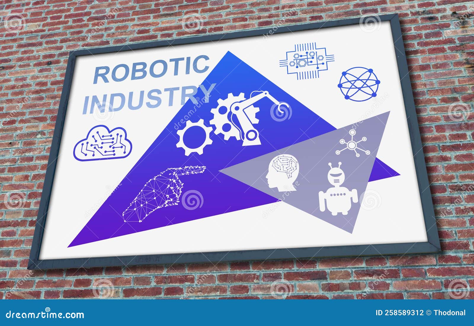 Robotic Industry Concept on a Billboard Stock Photo - Image of machine ...