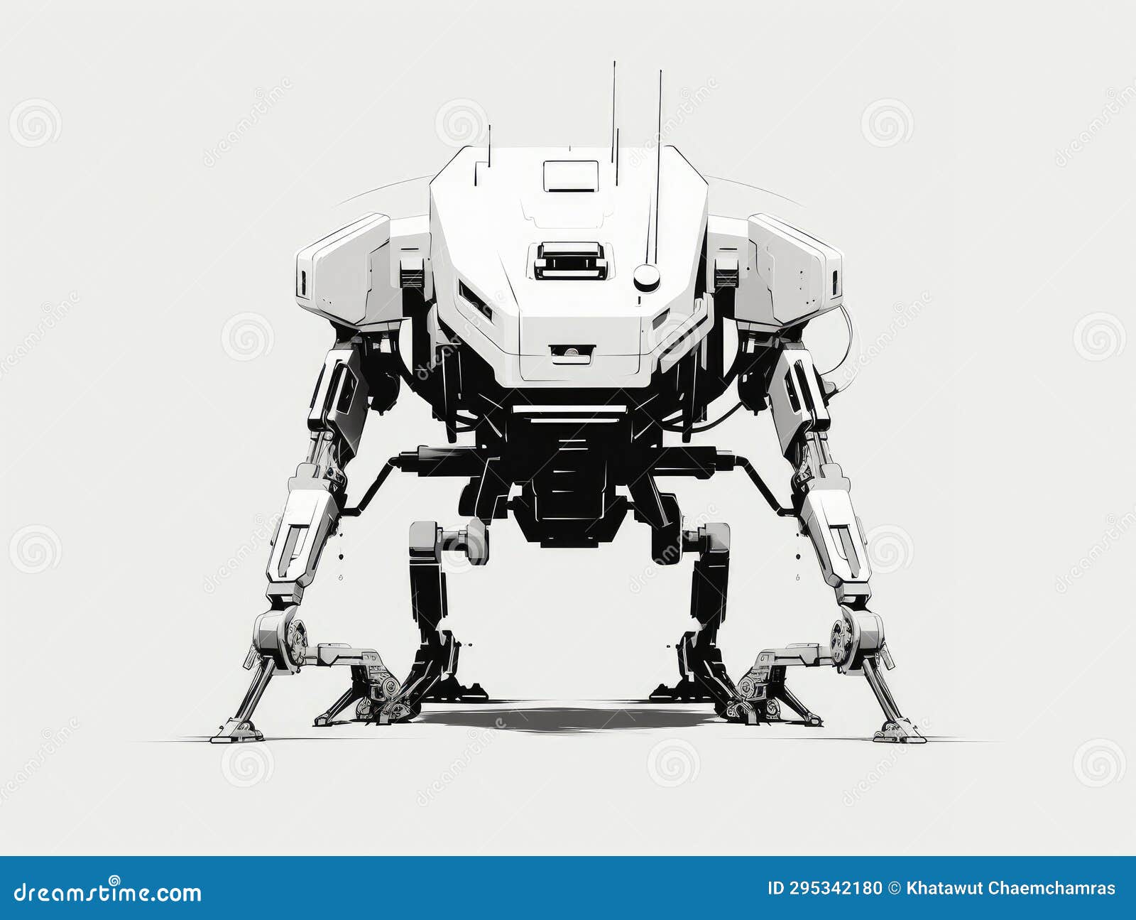 Robotic Innovation - Black and White Illustration of a Futuristic ...