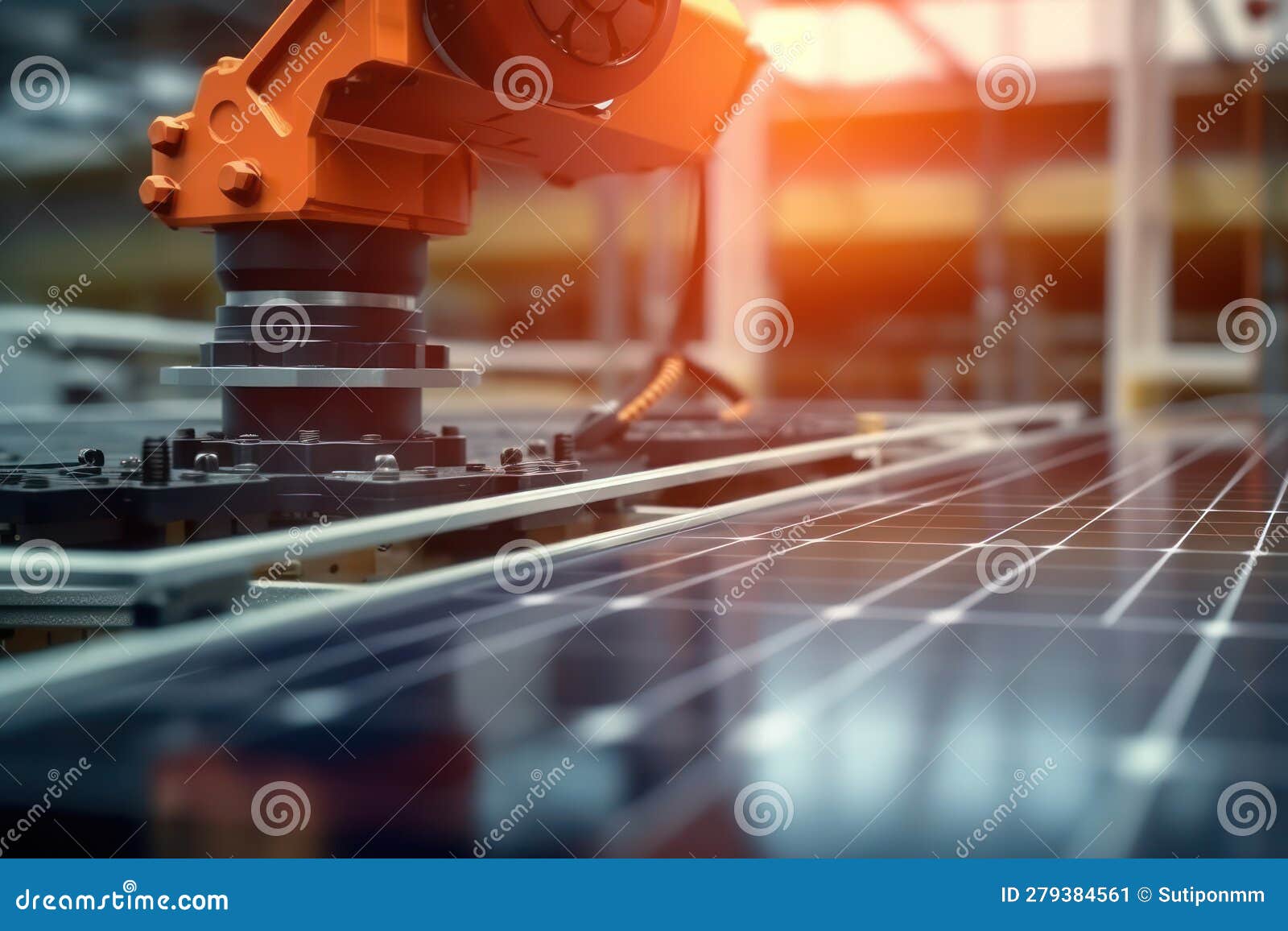 The Robotic Installation of Solar Panel Rooftop with Ai Generated Stock ...