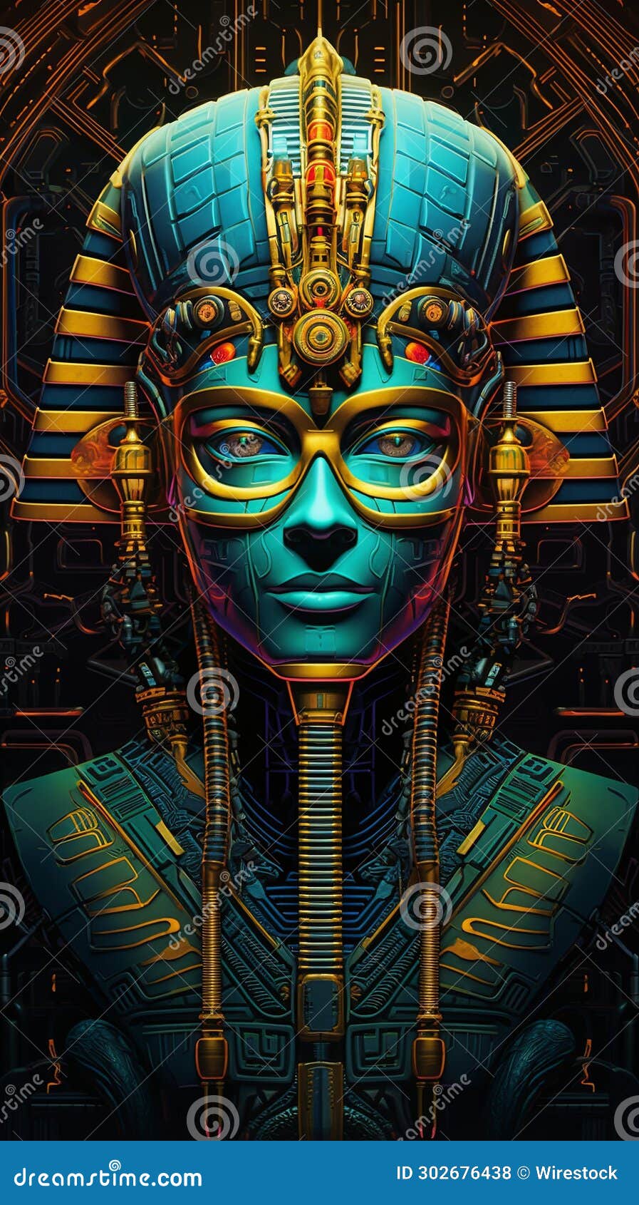 Robotic King Tut Pharaoh in an Egyptian-inspired Sci-fi Setting Stock ...