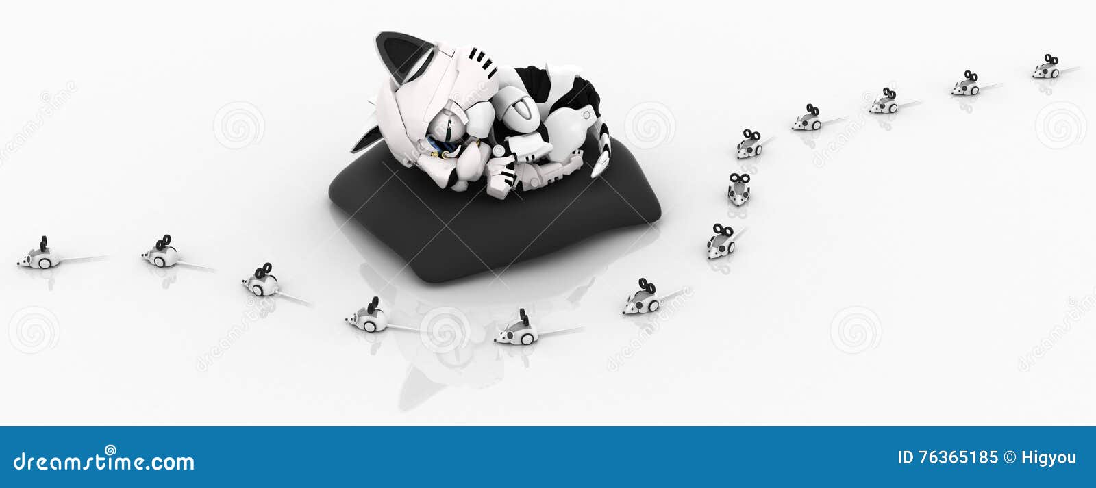 Robotic Kitten, Mice Line stock illustration. Illustration of rendering ...