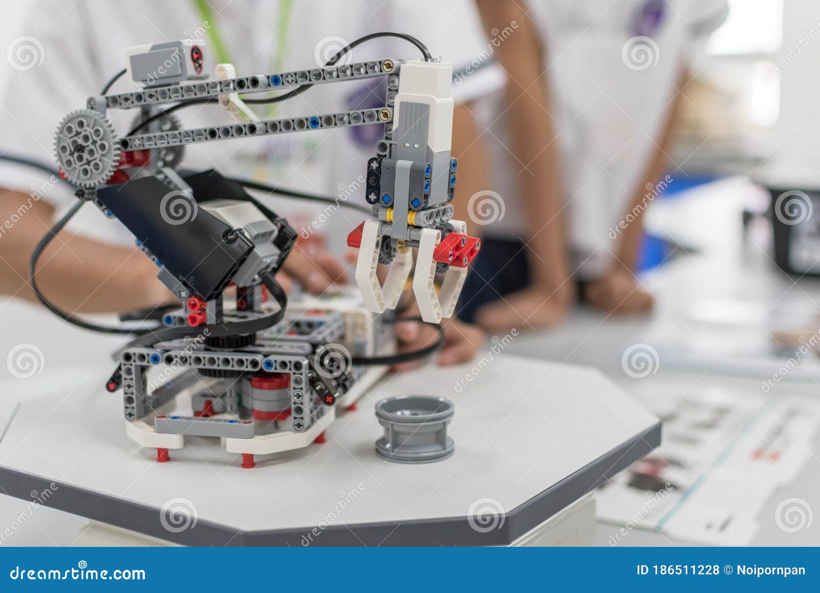 Robotic Lab Class with School Students Blur Background in AI Learning ...