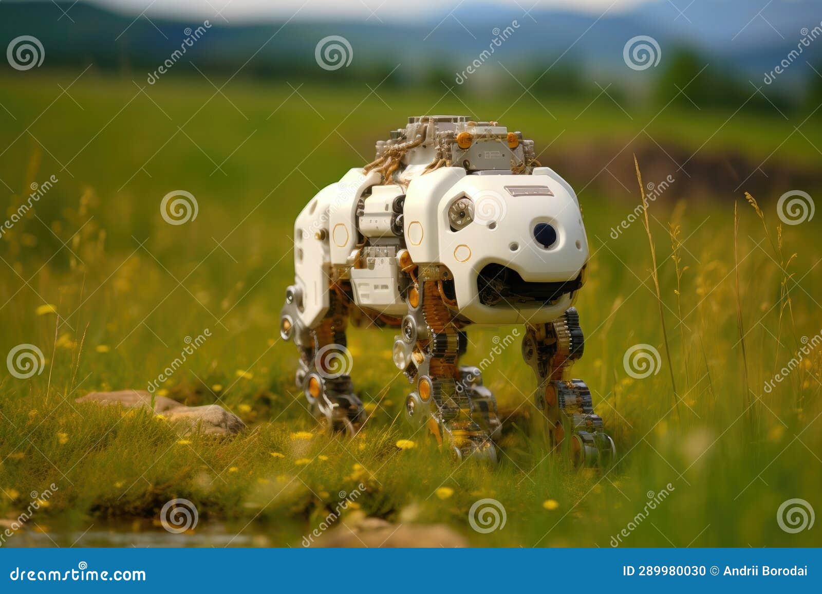 Robotic Lamb Enjoying the Great Outdoors. Stock Illustration ...