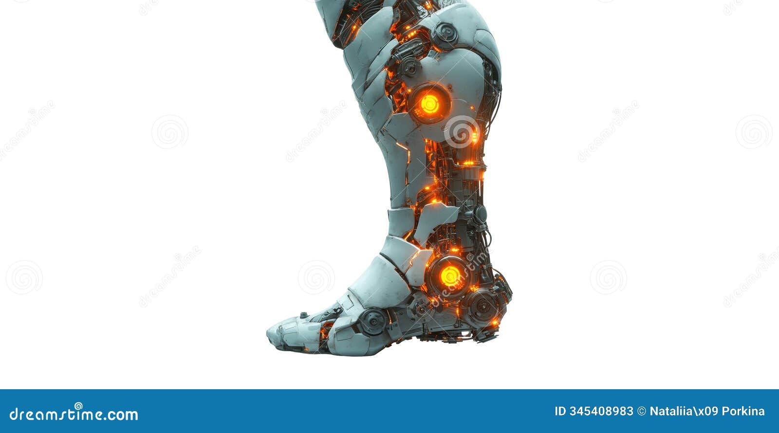 Robotic Leg with Glowing Joints Isolated on Transparent Background ...