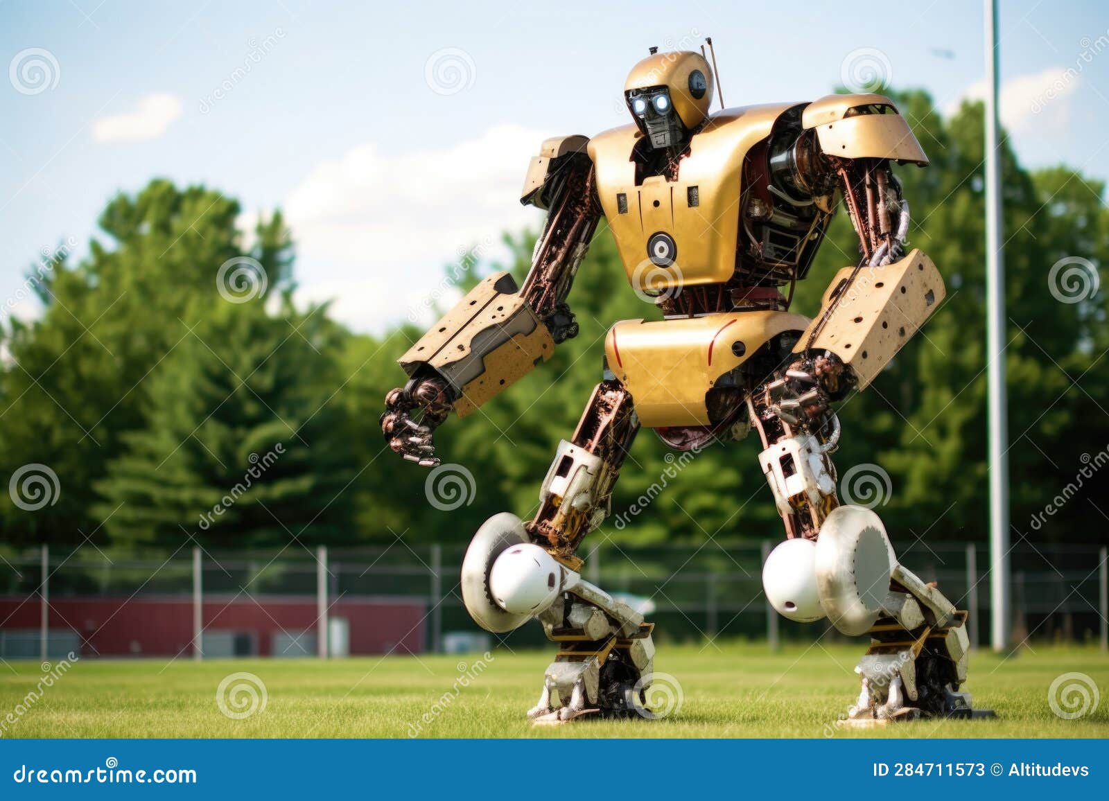 Robotic Leg Kicking a Soccer Ball Stock Image - Image of robotics ...