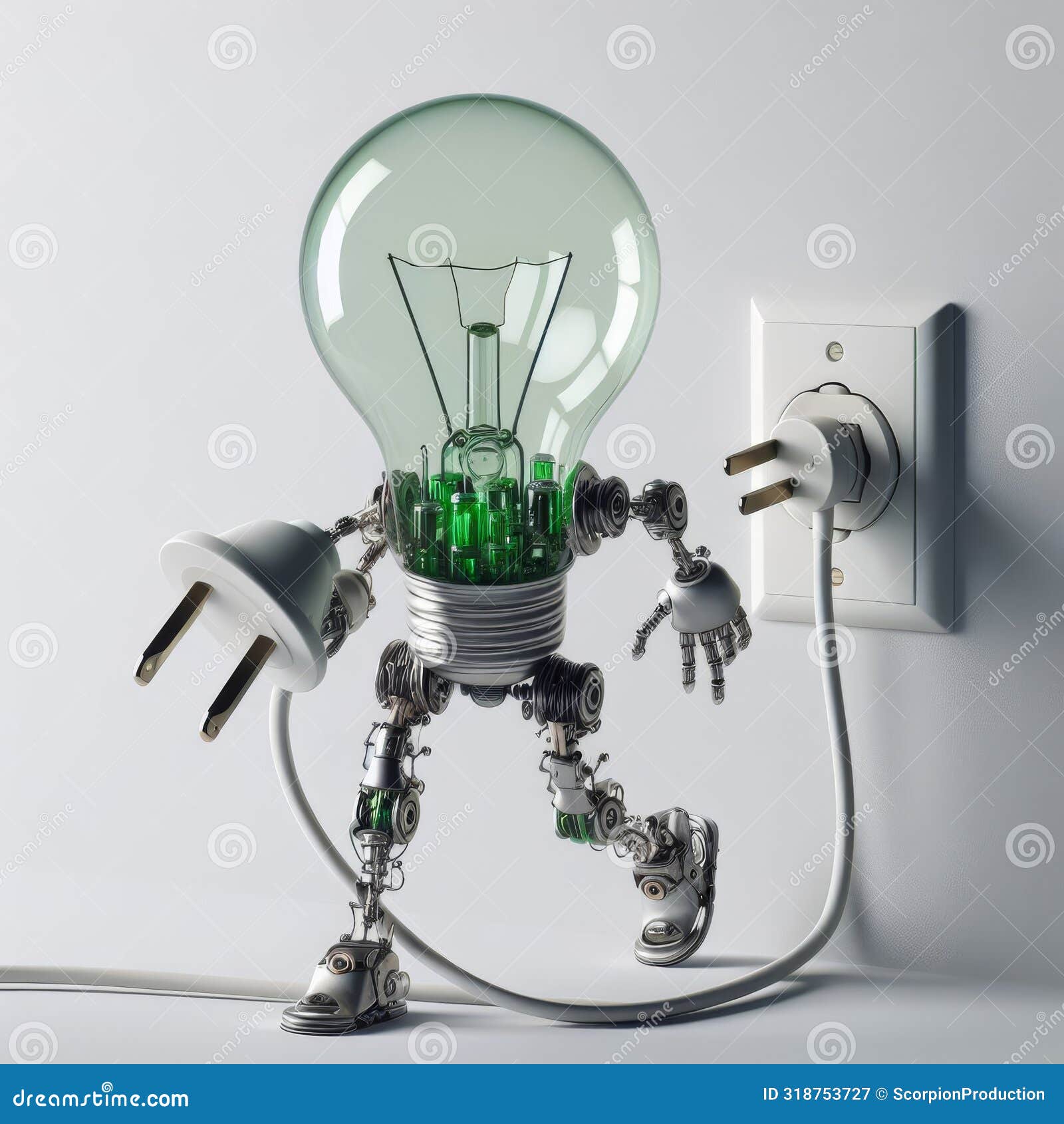 Robotic Lightbulb Unplugging Itself Stock Image - Image of engineering ...