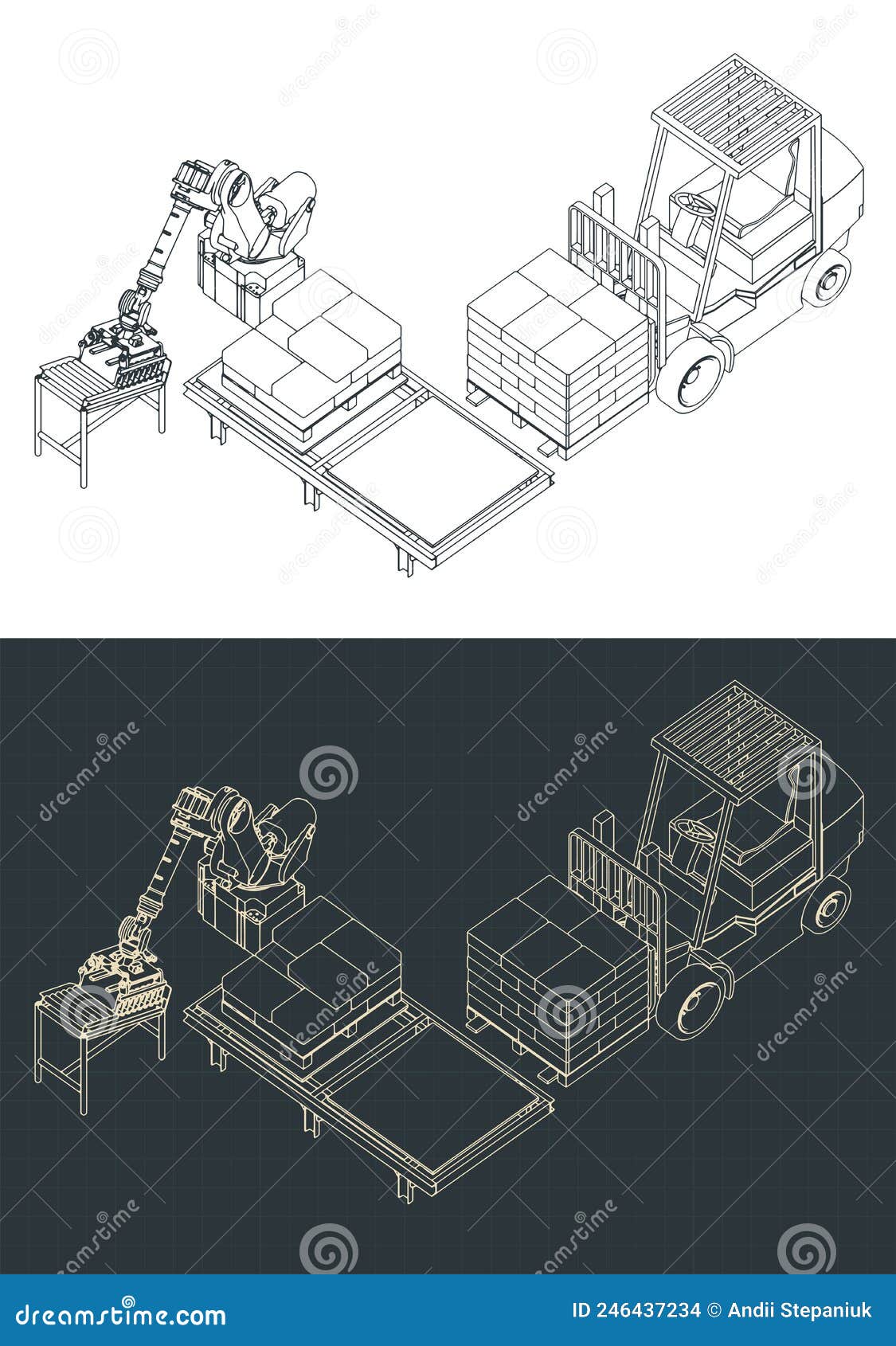 Robotic Loading System in Plants and Warehouses Stock Vector ...