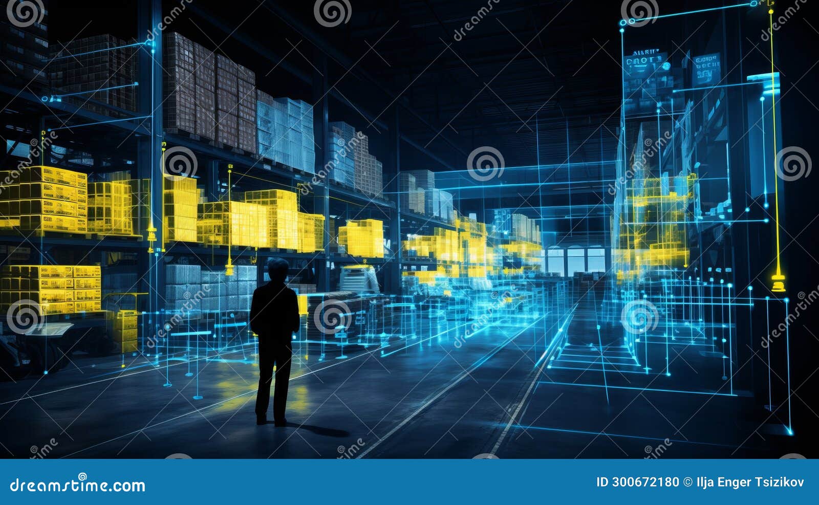 Robotic Arm Put Logistics Package On Automate Machine (AGV Royalty-Free ...