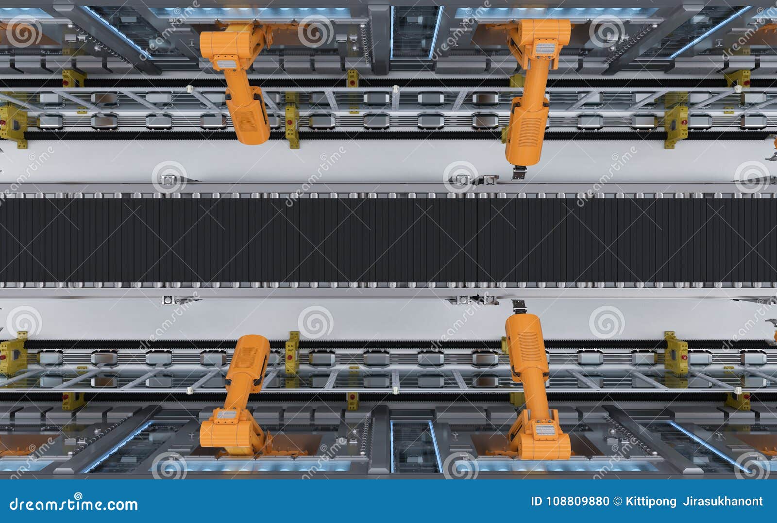 Robotic Machines with Conveyor Stock Illustration - Illustration of ...