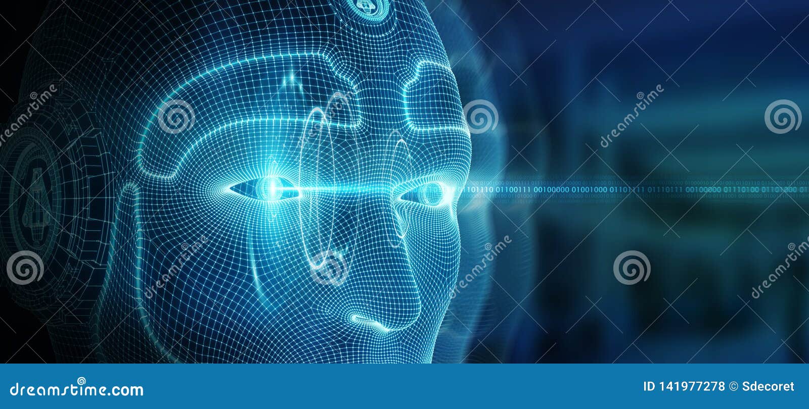 Robotic Man Cyborg Face Representing Artificial Intelligence 3D ...