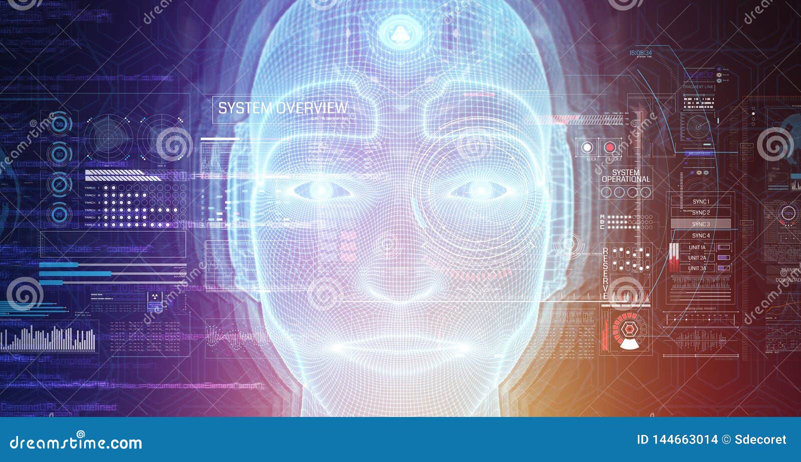 Robotic Man Cyborg Face Representing Artificial Intelligence 3D ...