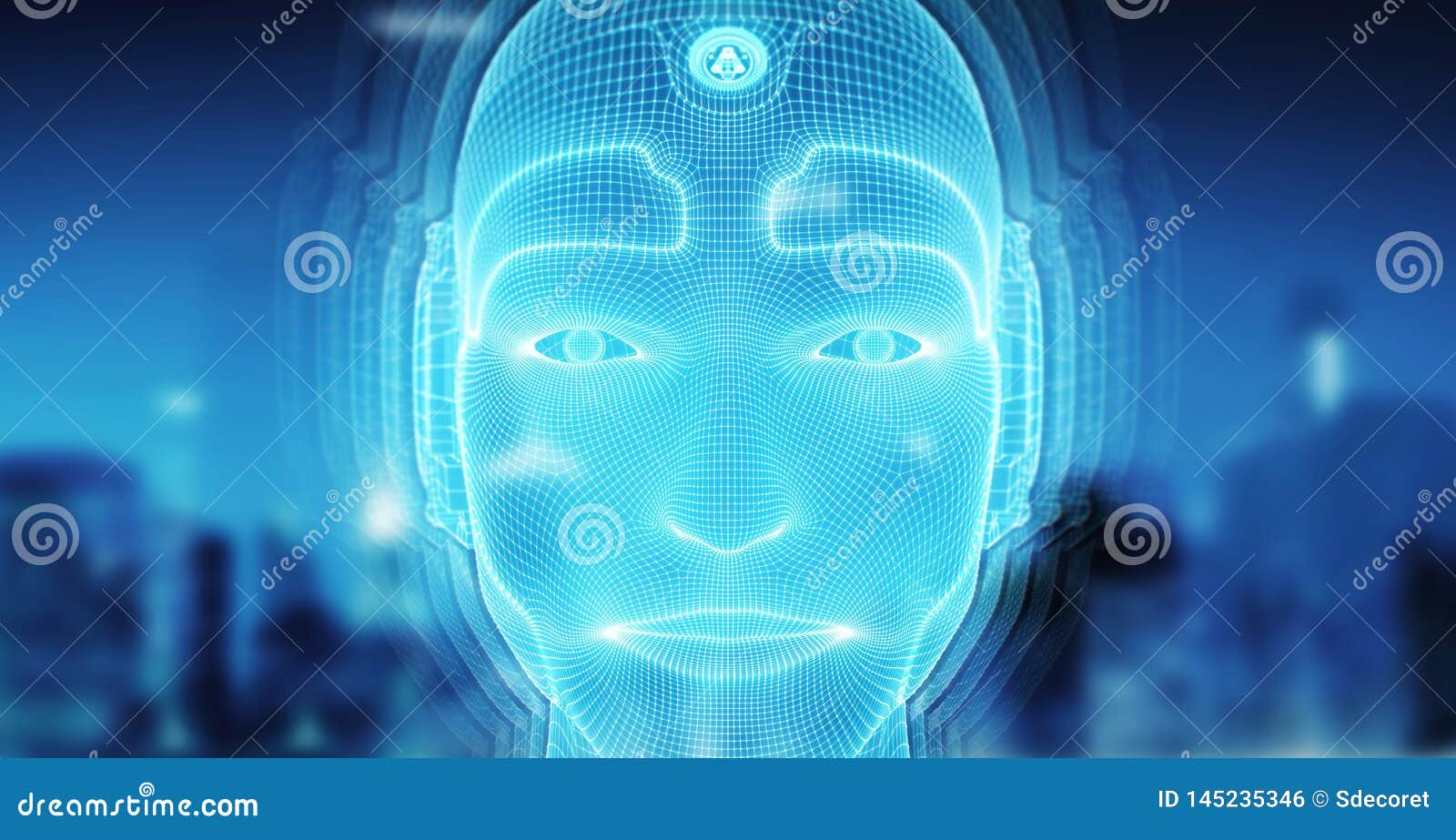 Robotic Man Cyborg Face Representing Artificial Intelligence 3D ...