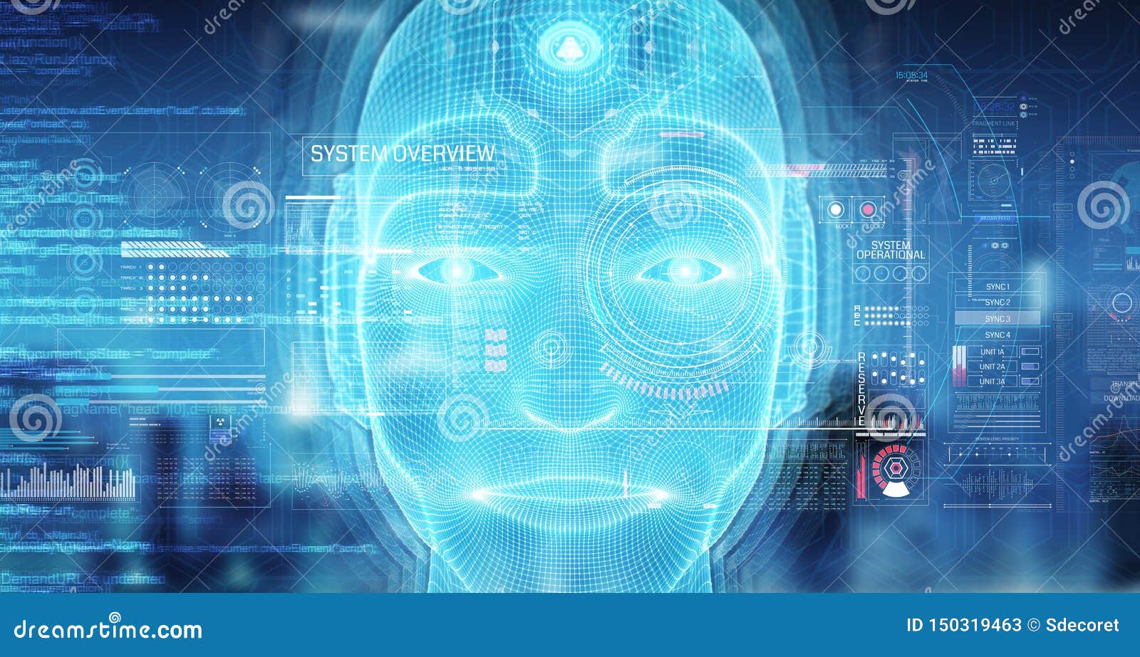 Robotic Man Cyborg Face Representing Artificial Intelligence 3D ...